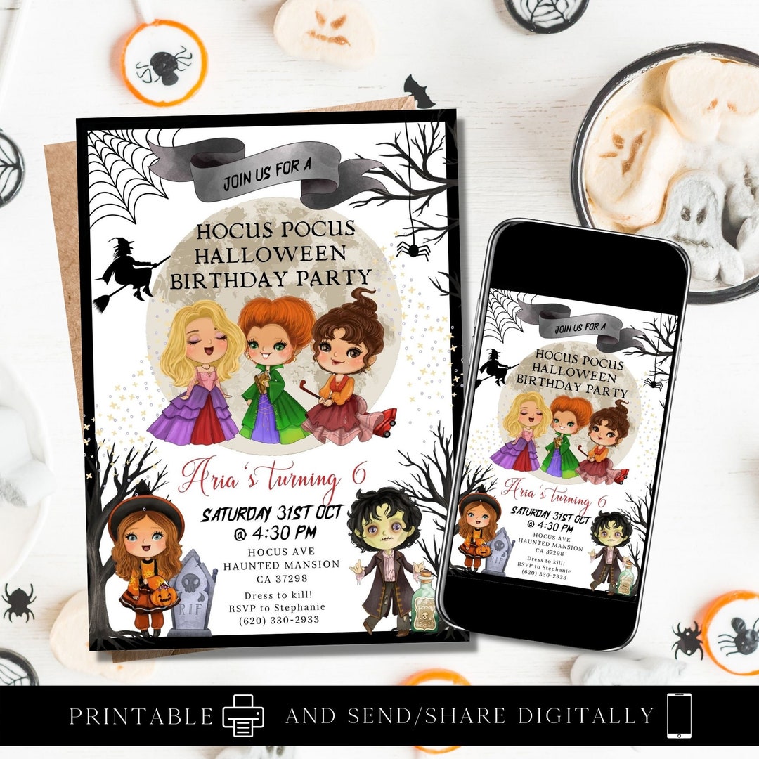 Hocus Pocus Halloween Invite Birthday Witches Halloween - Etsy