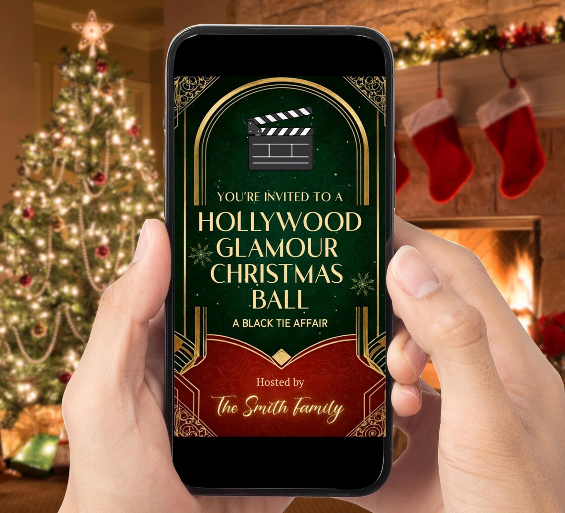 Black-tie Christmas Ball Invitation | Hollywood Glamour Xmas Party ...