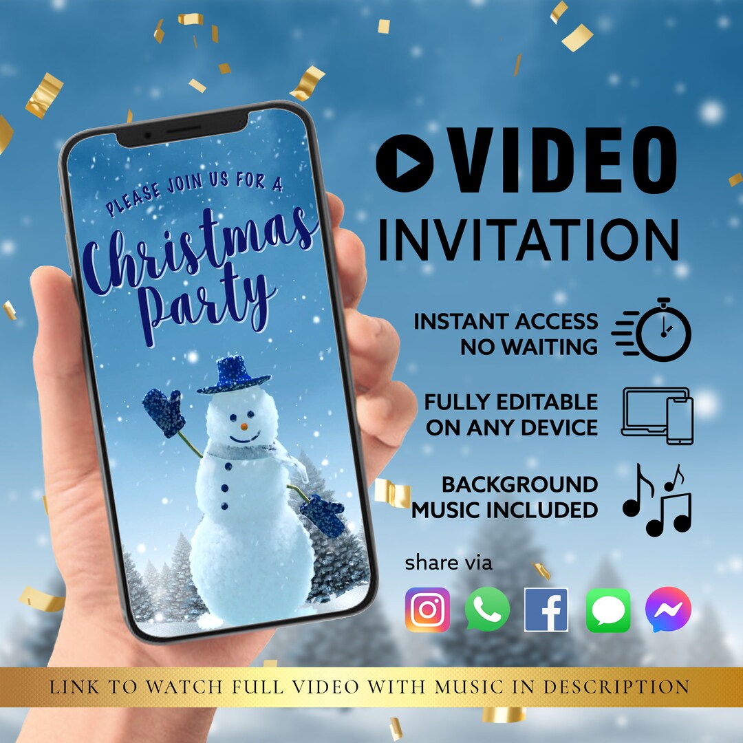 ANY TEXT Funny Christmas Party Invitation, Snowmen Dancing, Classic the ...
