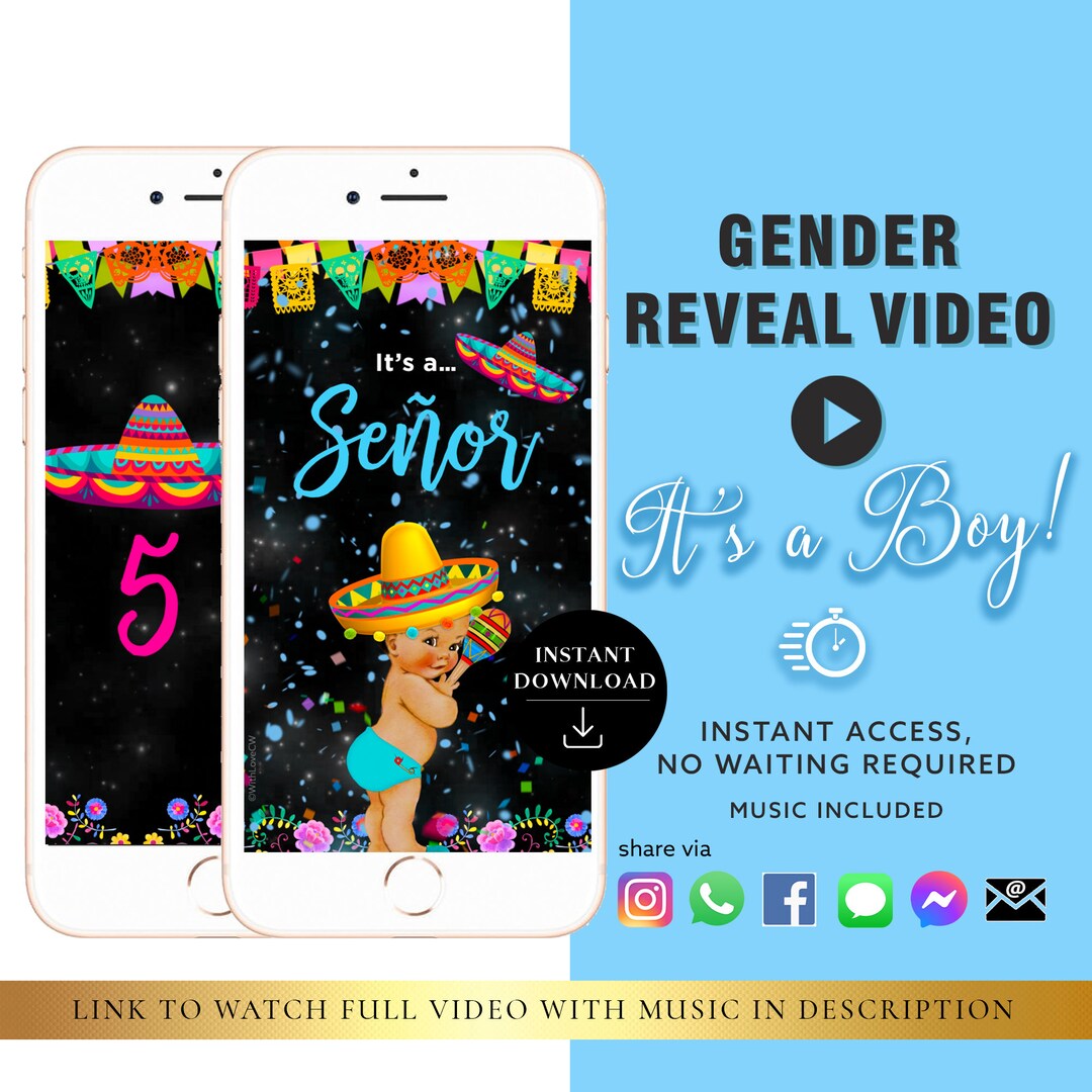 BOY Instant Download Gender Reveal Video Card Digital Announcement ...