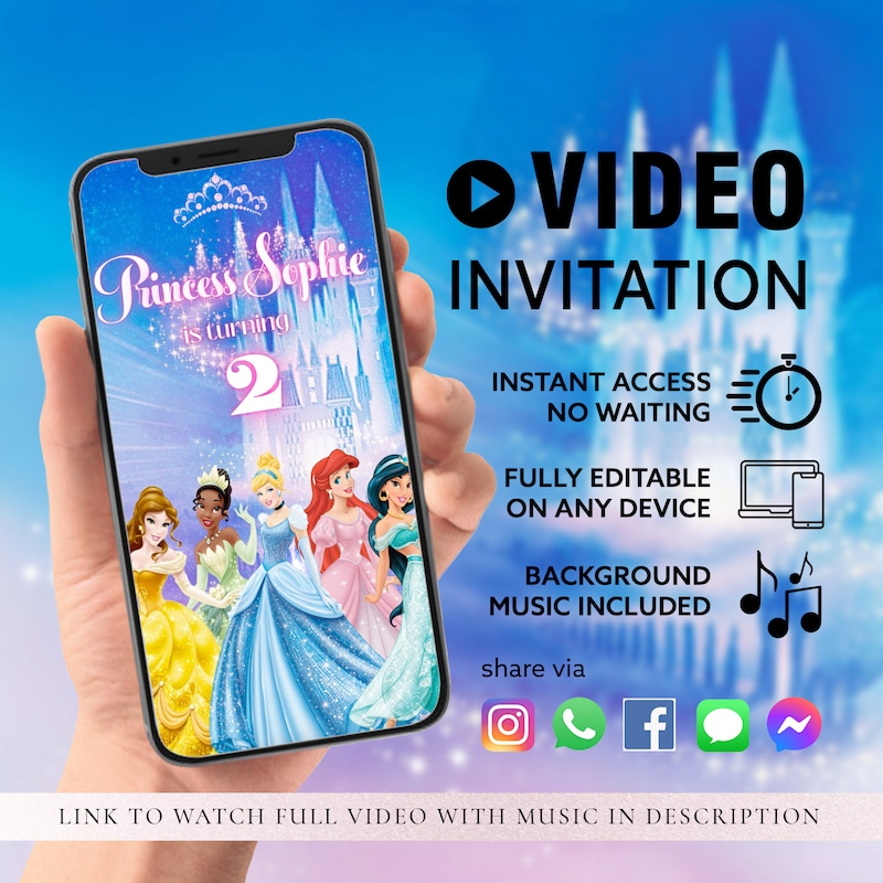 Evite Princess Card - Etsy