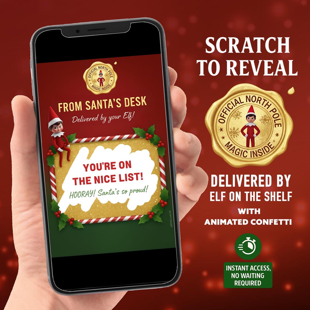 Holiday Helper Scratch-off Card for Kids • Elf Nice List Reveal ...
