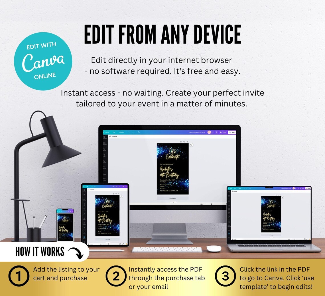 ANY TEXT Digital and Printable Invite Editable Template | Canva Self ...