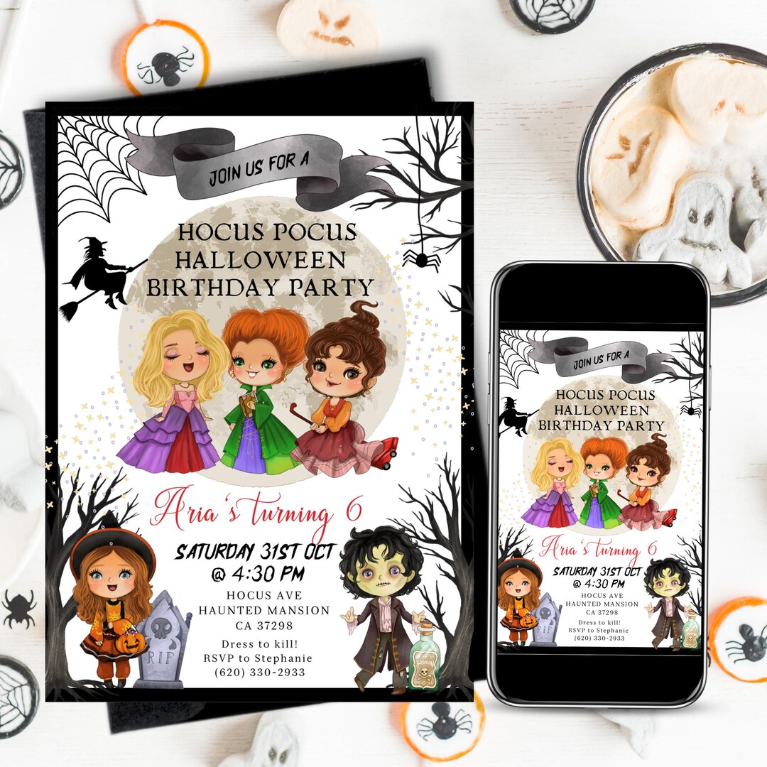 Editable Halloween Witches Birthday Invitation Party, Digital and ...