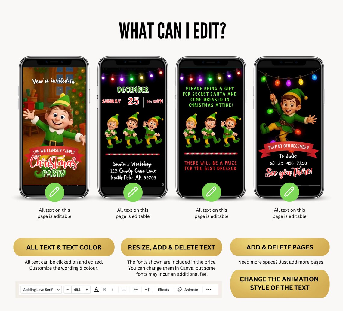 Dancing Elf Party Christmas Invitation | Kids Birthday Xmas Party Video ...