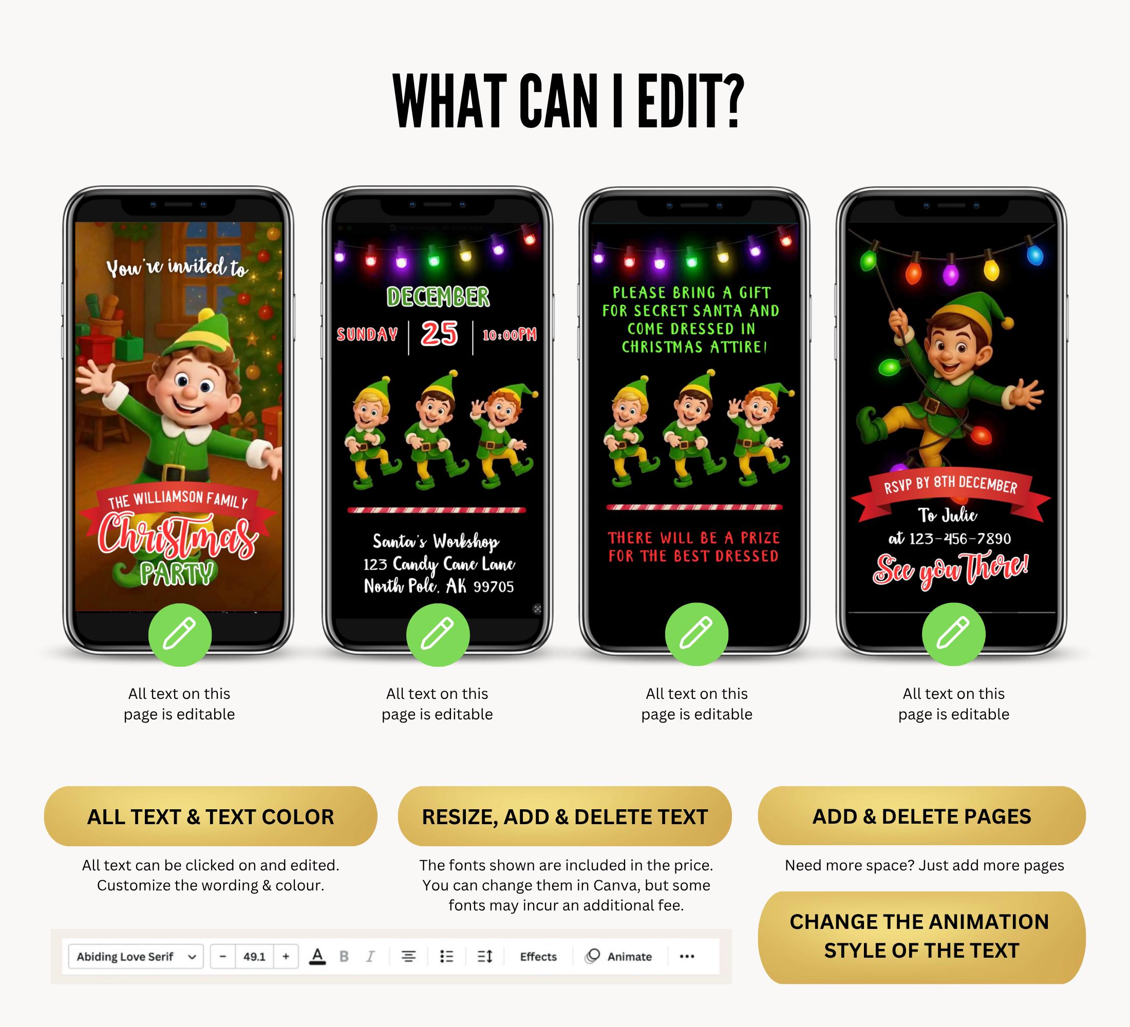 Dancing Elf Party Christmas Invitation | Kids Birthday Xmas Party Video ...