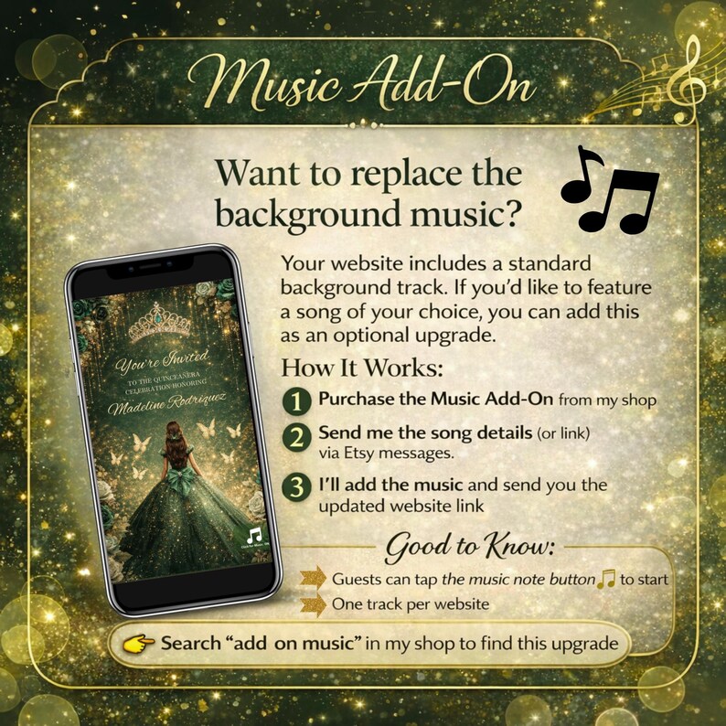 Custom Quince Website – Quinceañera Dress Save the Date Invite, Music ...