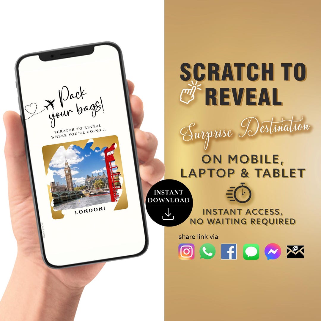 LONDON Trip Destination Scratch Card | Birthday Trip Surprise ...
