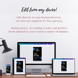 ANY TEXT Digital and Printable Invite Editable Template Self Edit ...