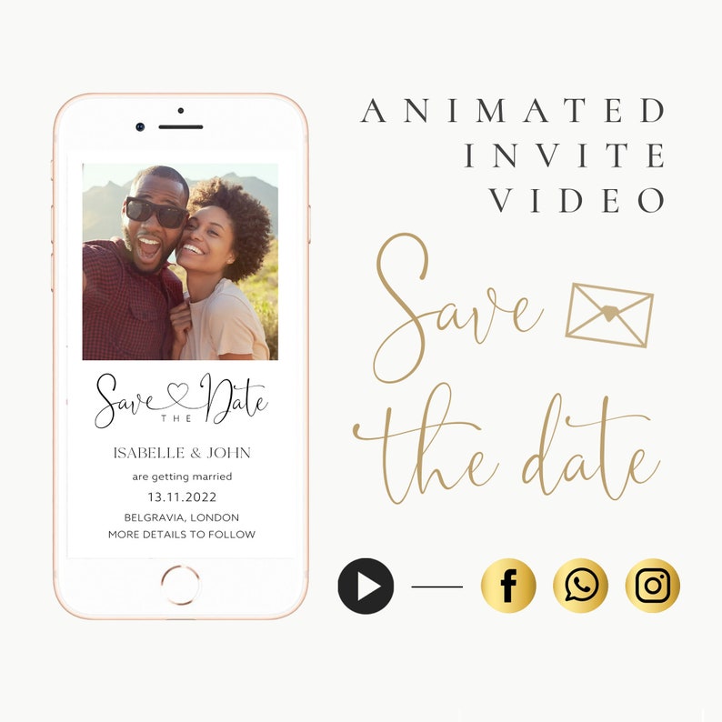 Save the Date Video E Invite Phone Save the Date Wedding | Etsy