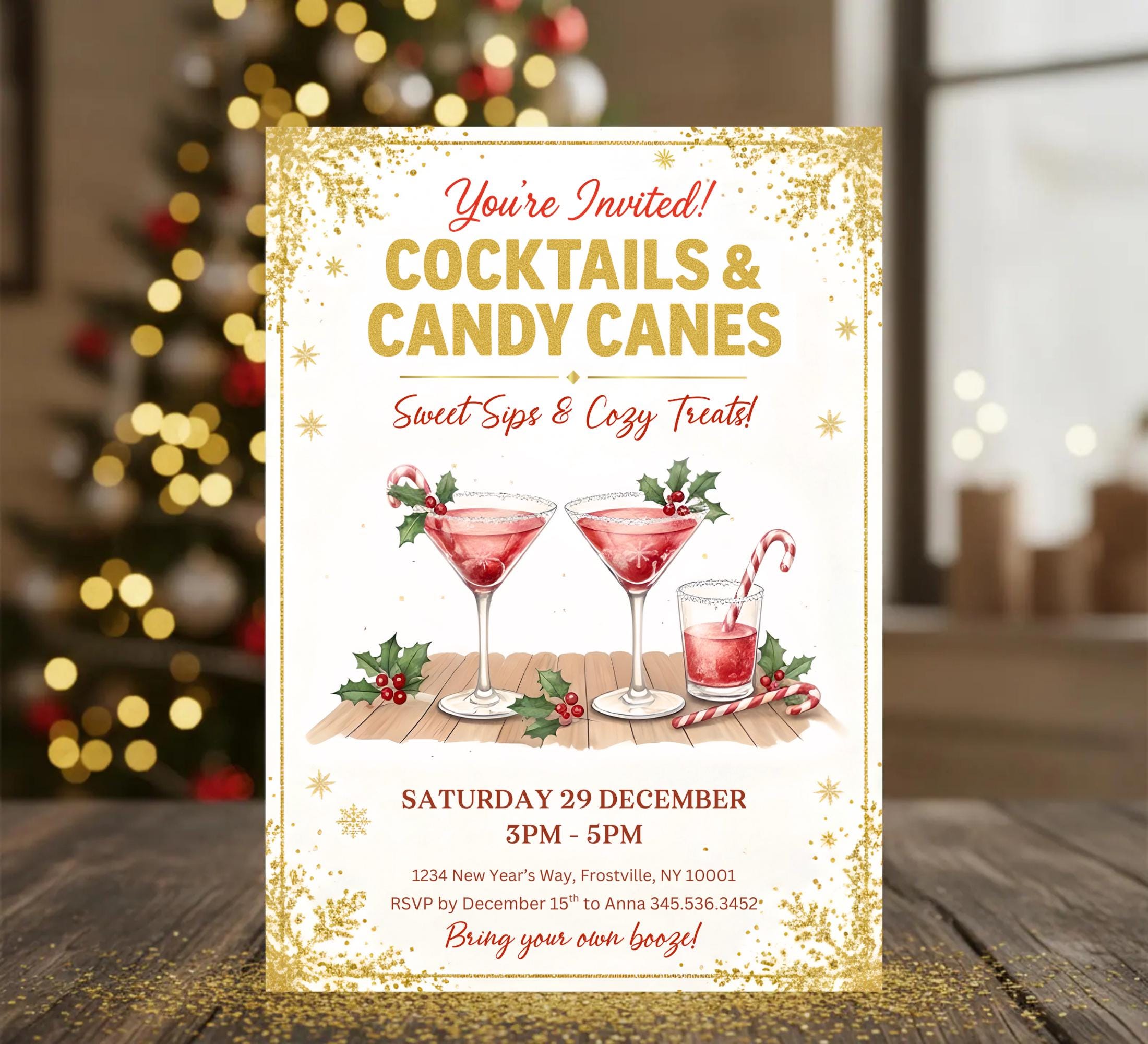 Cocktails and Candy Canes Invitation | Holiday Cocktail Party Invite ...