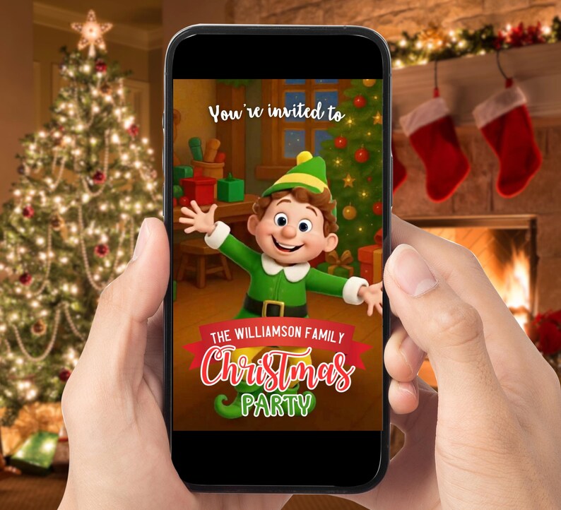 Dancing Elf Party Christmas Invitation | Kids Birthday Xmas Party Video ...