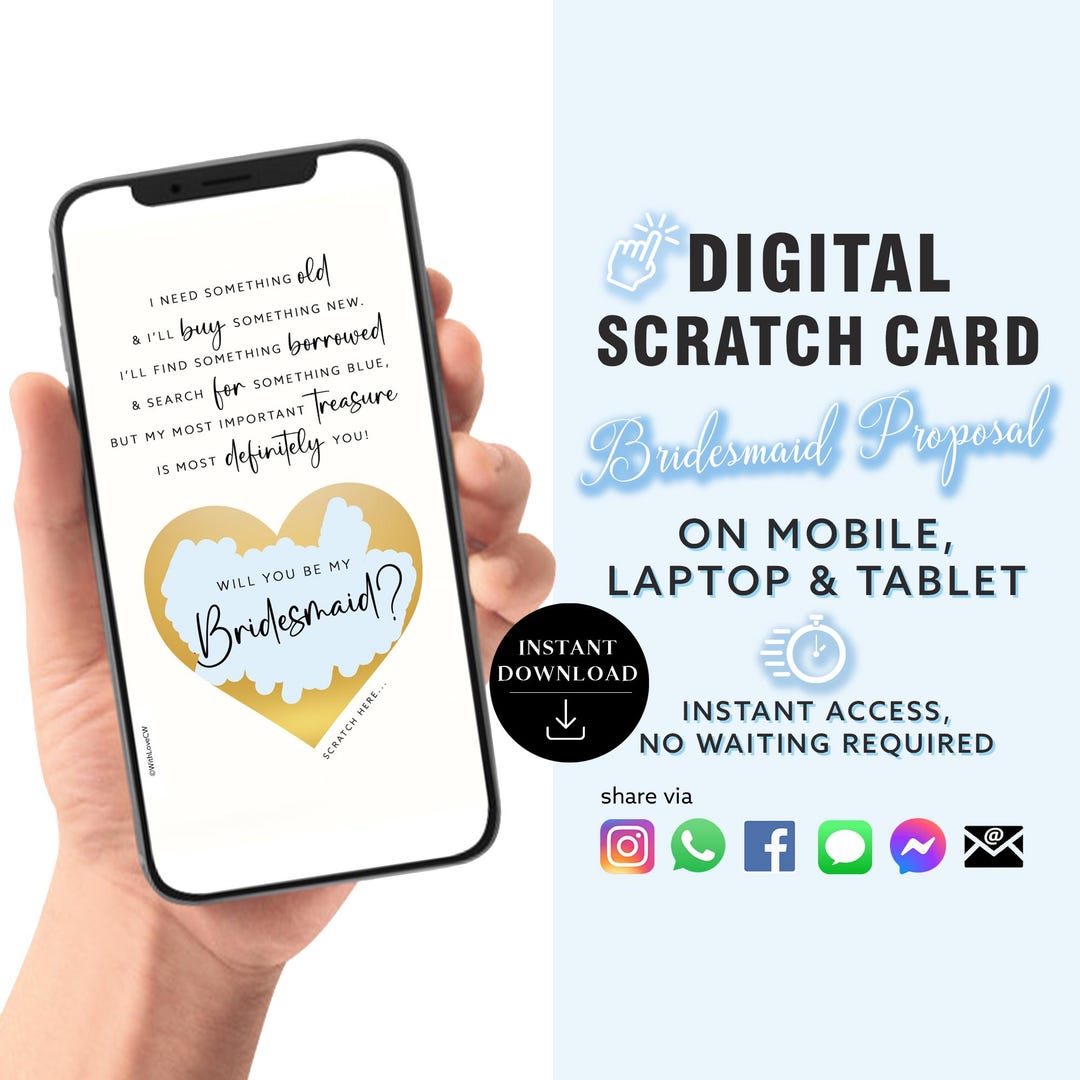 Bridesmaid Proposal Scratch Card, Digital Scratch Card, Be My ...