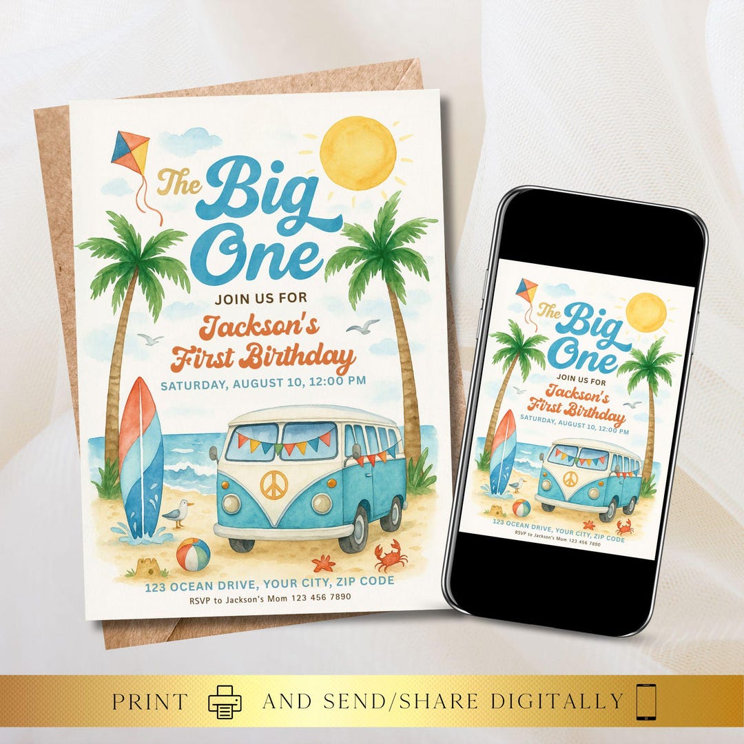 Editable the Big One Birthday Invite Digital and Printable Invite ...