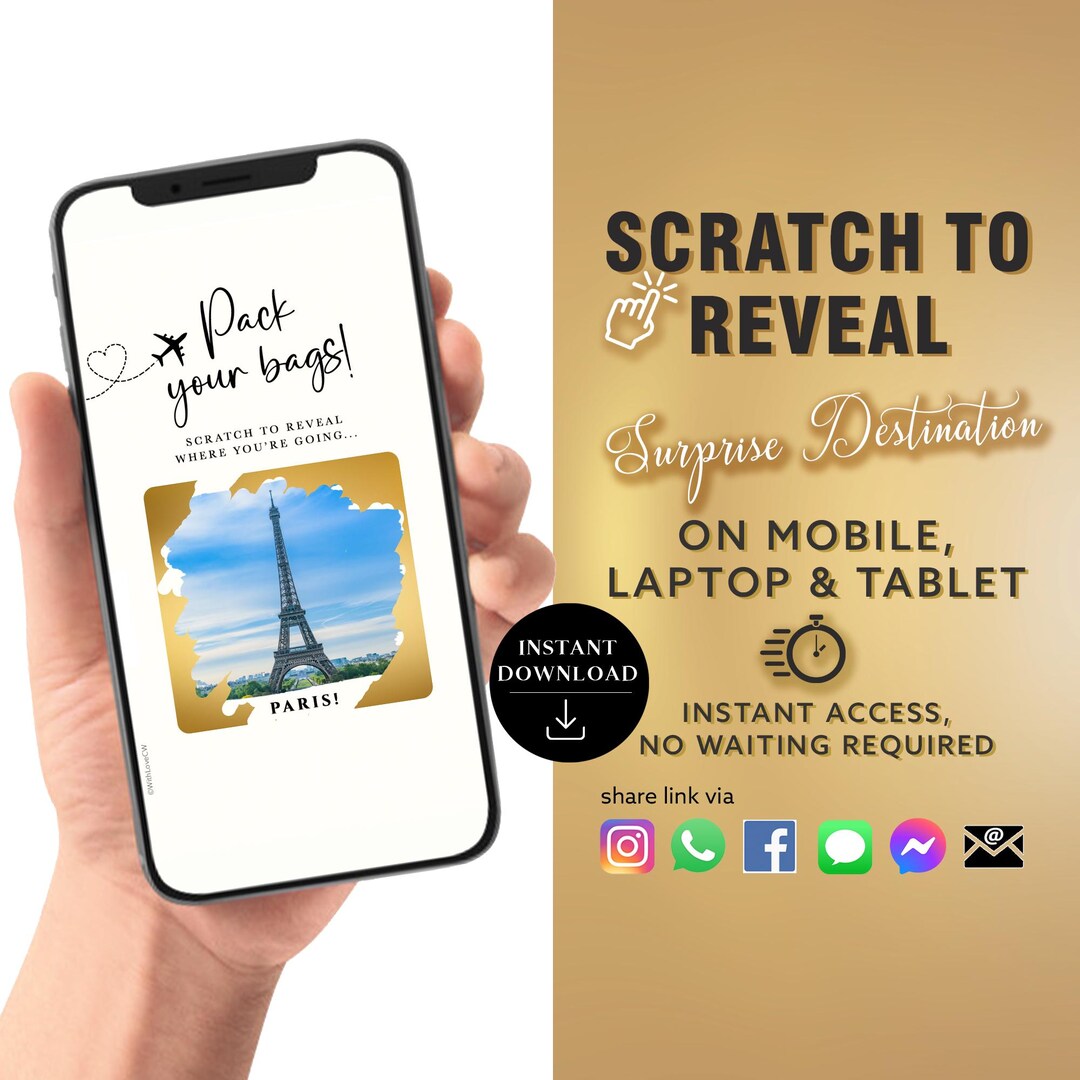 PARIS Trip Destination Scratch Card | Birthday Trip Surprise ...