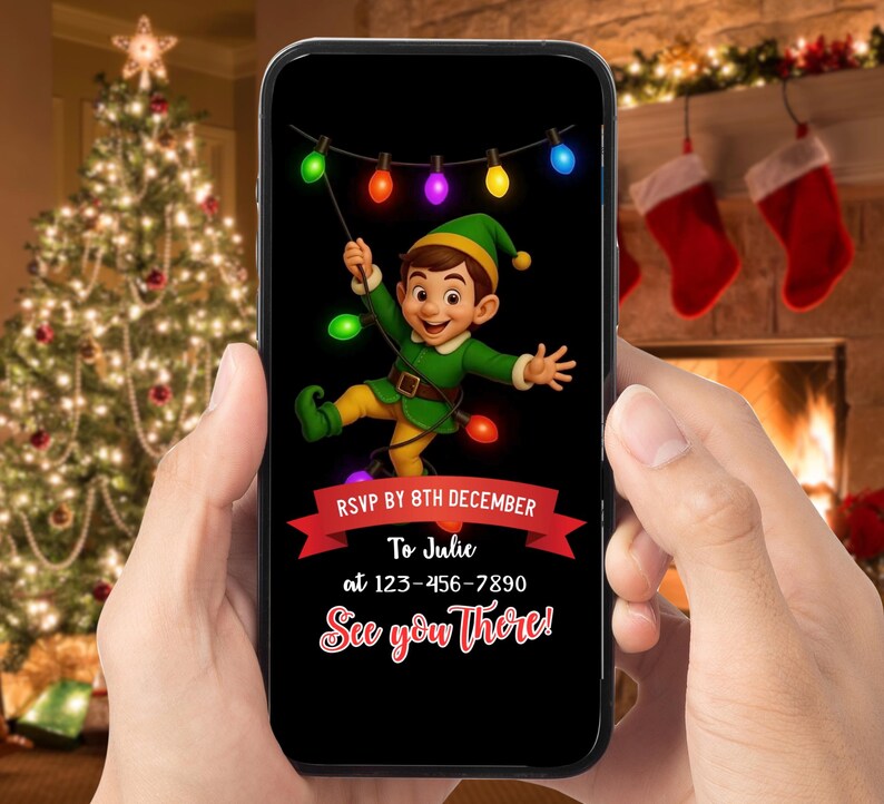 Dancing Elf Party Christmas Invitation | Kids Birthday Xmas Party Video ...