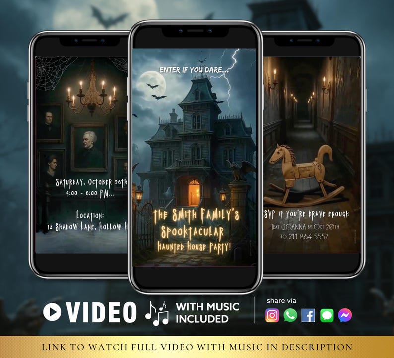 Haunted House Halloween Party Video Invitation Spooky Animated Evite ...