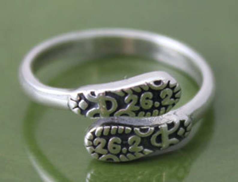 26 2 Marathon Shoe Sterling Silver Adjustable Ring Gift for | Etsy