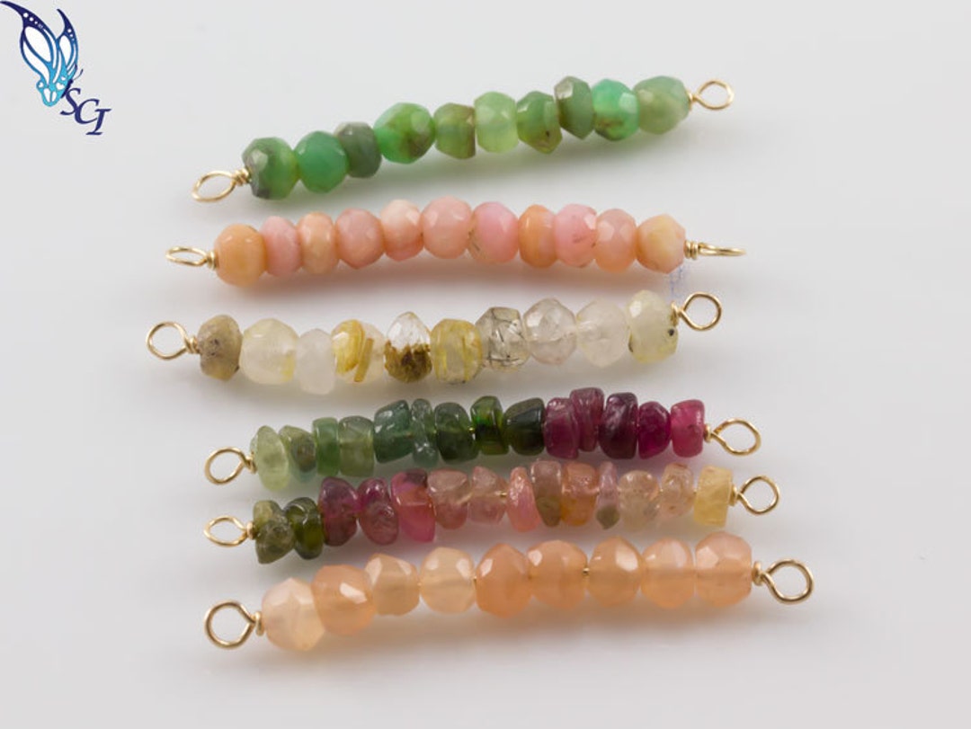 Sterling Silver Faceted Gemstone Link Bar, Gemstone Bar Pendant ...