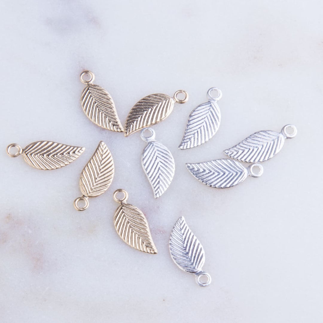 20pcs-small Leaf Charm in Sterling Silver OR 14K Gold - Etsy