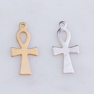 Small OR Tiny Ankh Plain Cross Charm in Sterling Silver, Gold Filled ...
