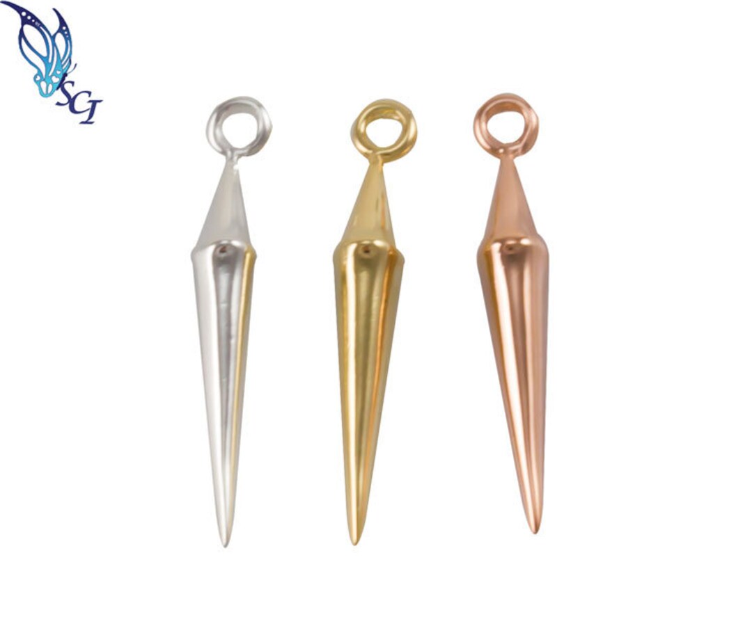 4pcs-small Spike Charm in Sterling Silver, Gold Plated, Rose Gold ...