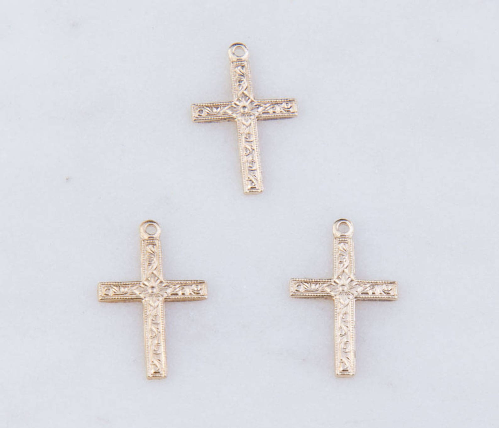 5pcs-small Floral Crosses in Sterling Silver Gold Filled | Etsy