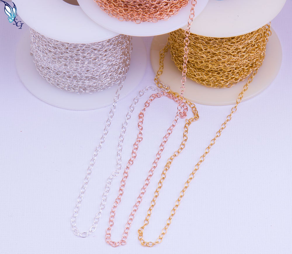 5 Feet-oval Link Chain by Foot 2.7mm X 3.9mm in Sterling - Etsy