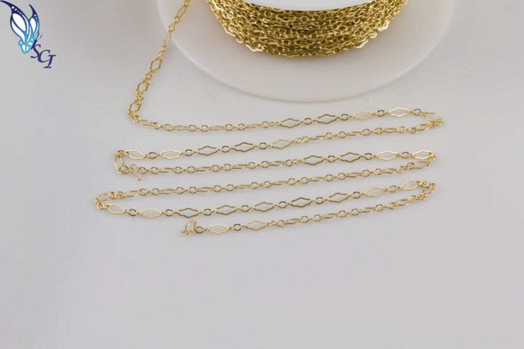 3feet -14K Gold Filled Diamond Shape Chain, Permanent Jewelry Findings ...