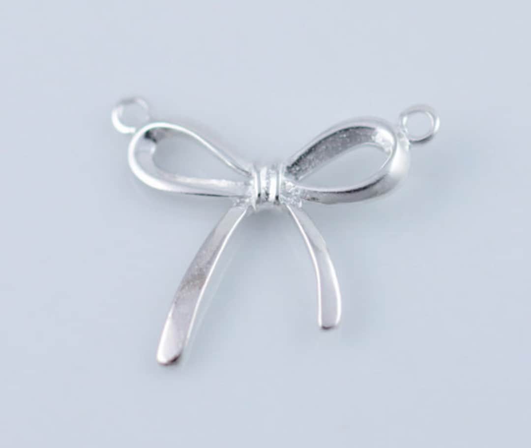 3pcs- Silver Bow Charm,ribbon Link Charm With Flat Cable Chain 2 ...