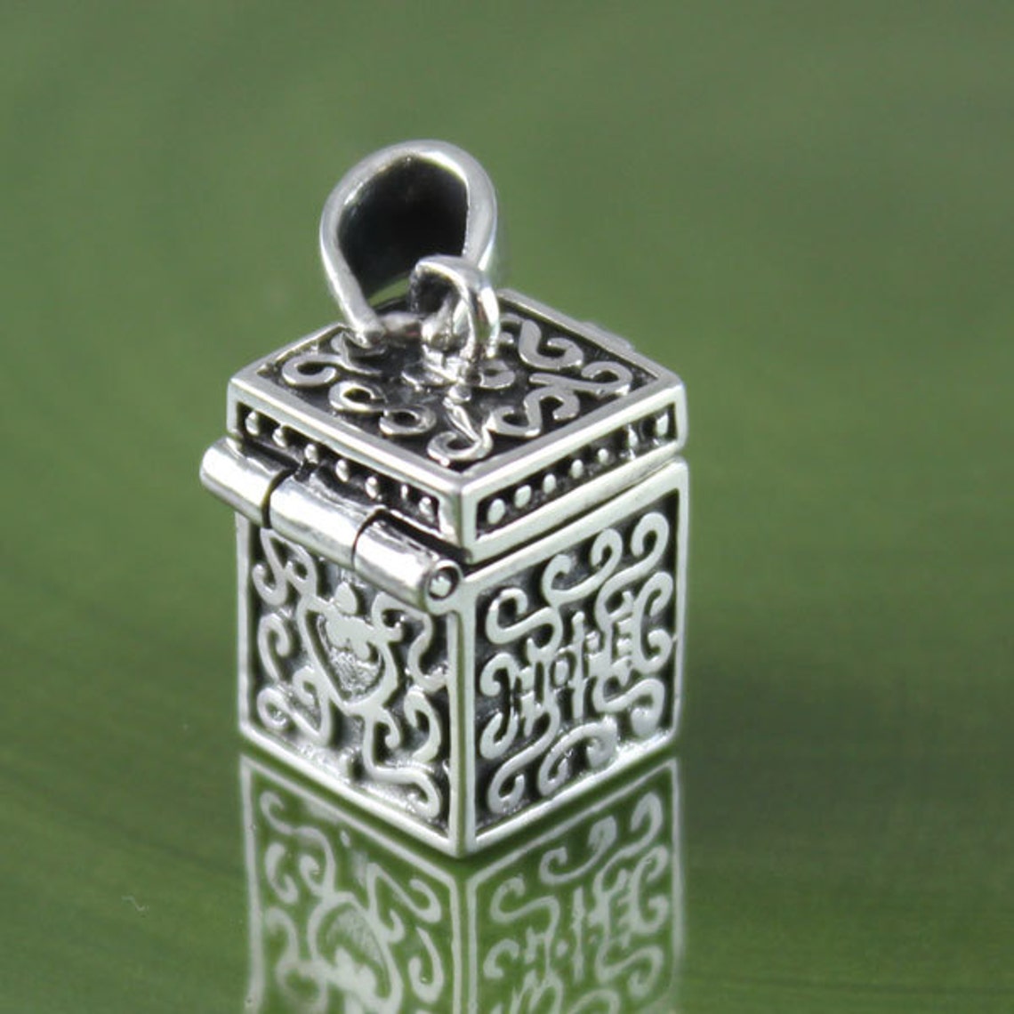 Sterling Silver HOPE Prayer Box, Charm Pendant, Square Prayer Box ...