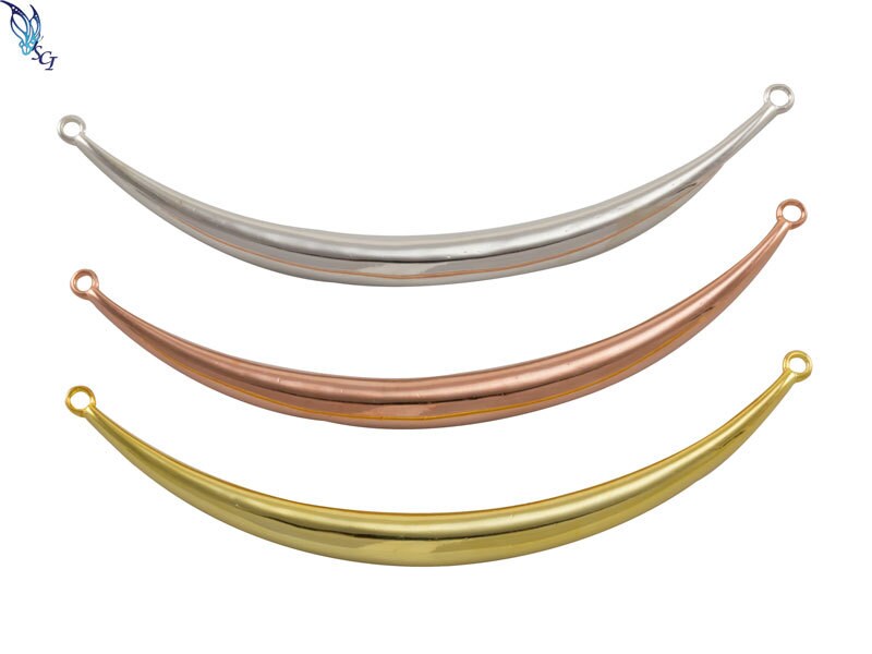 Long Curved Link Connector in Sterling Silver Gold Plated - Etsy