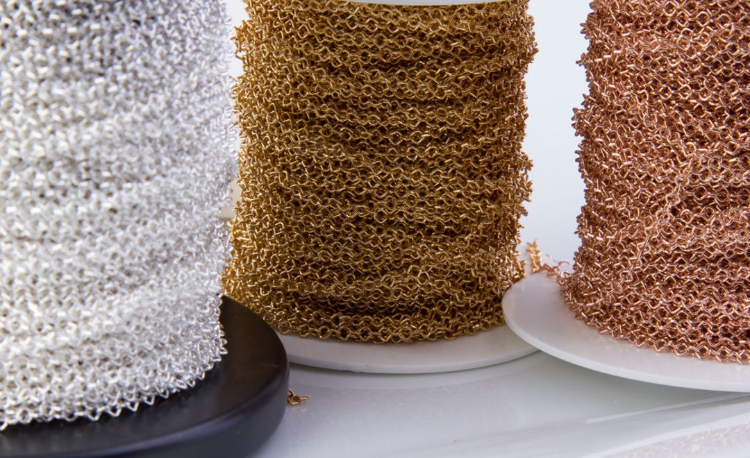 2mm Diamond Shape Wire Chain in Sterling Silver, Heavy Gold Plating and ...