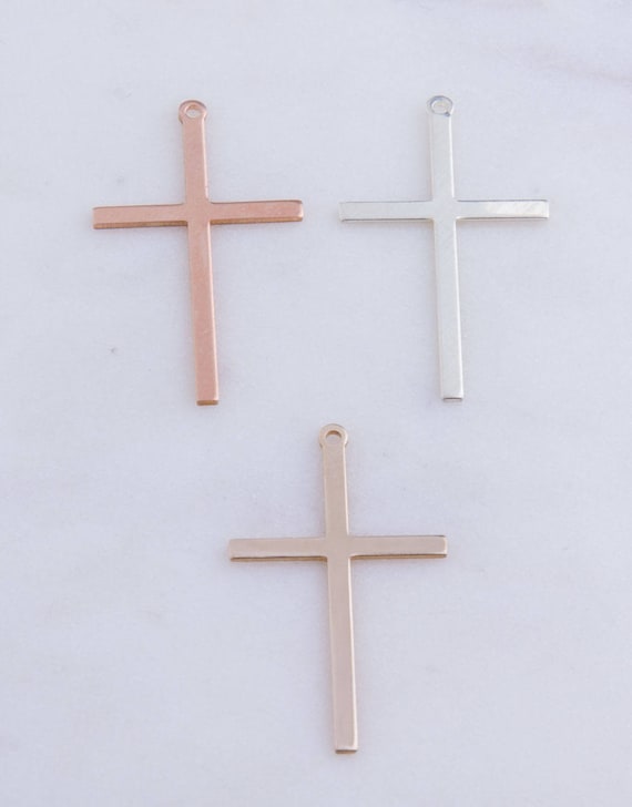5 Pcs-plain Large Cross in Sterling Silver Gold Filled Rose | Etsy