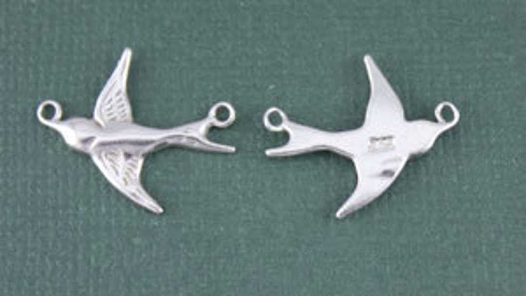 5pcs-sterling Silver Thick Sparrow Bird Link Charm, Silver Link ...