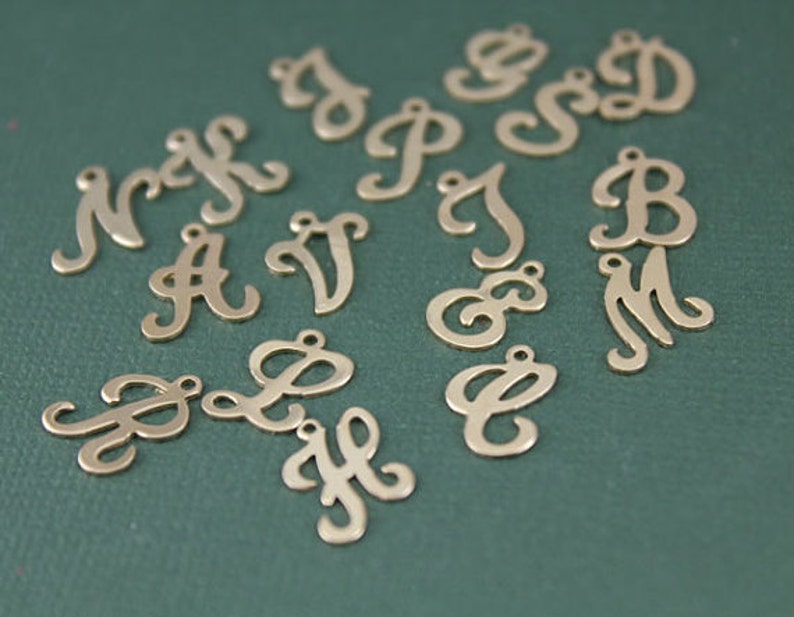 SET OF 5 Gold Filled Script Letter Initials Charm Charm | Etsy