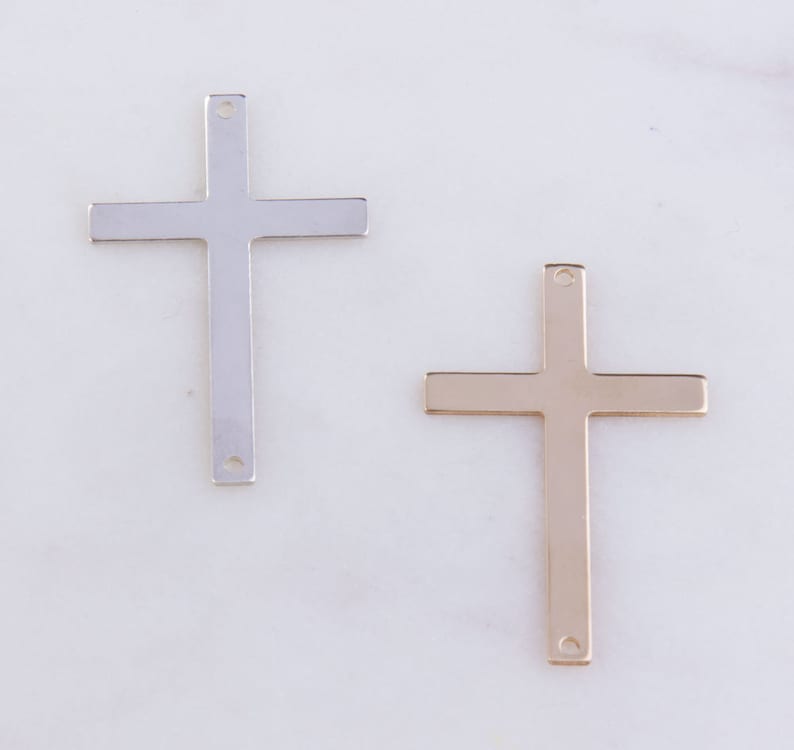 Set of 3 Pieces - Large Cross Stamping Link Connector, in Silver, Gold ...