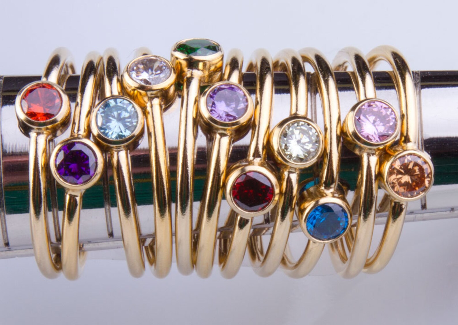 Gold Filled 4mm CZ Stackable Band Ring, Size 7 Birthstone Ring, Clear ...