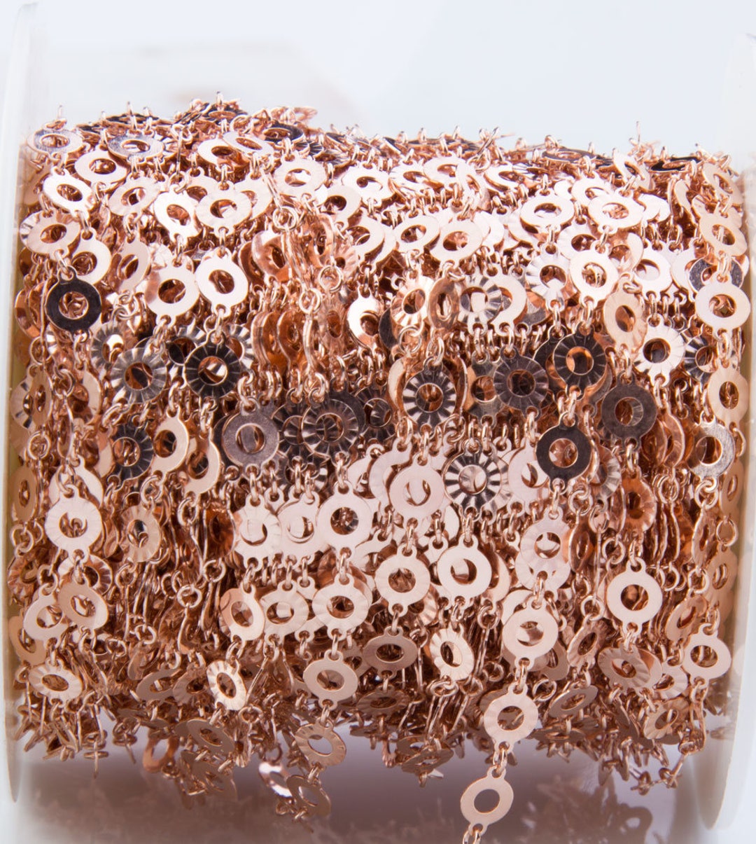 3feet-tiny Circle Textured Chain by Foot in Silver, Gold Plated or Rose ...