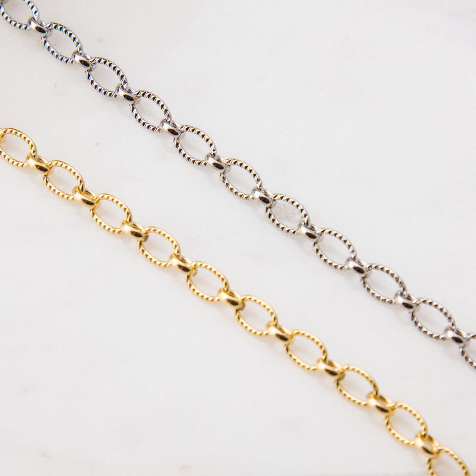 Textured Oval Chain in Sterling Silver or 14K Gold Filled | Etsy