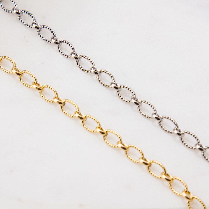 Textured Oval Chain in Sterling Silver or 14K Gold Filled - Etsy