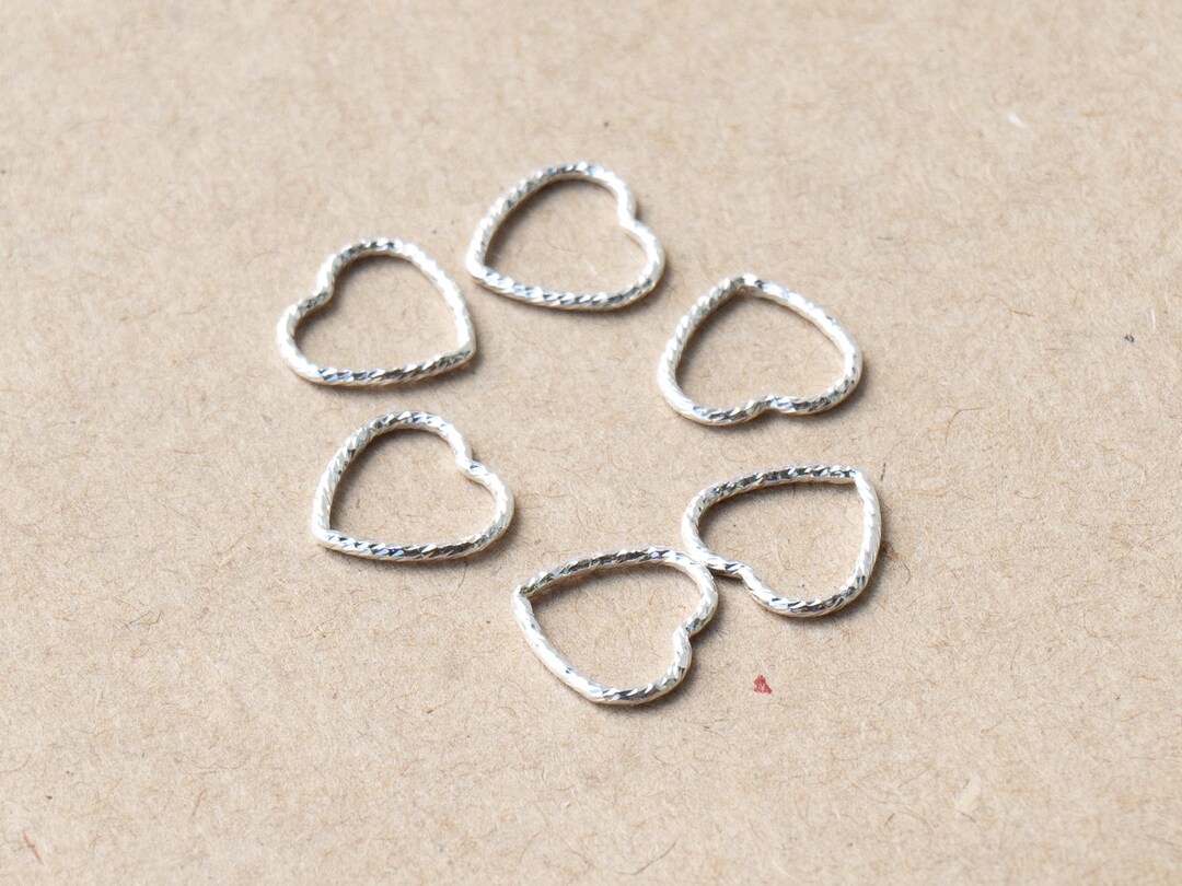 10pcs-small Sparkle Wire Heart Link Connector, 10mm X 9mm Silver, Gold ...