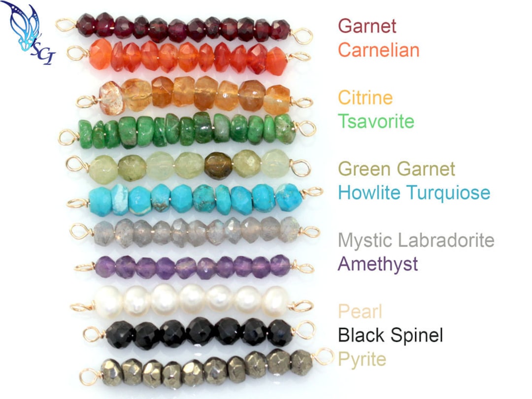 Gold Filled Faceted Gemstone Link Bar, Gemstone Bar Pendant, Layered ...