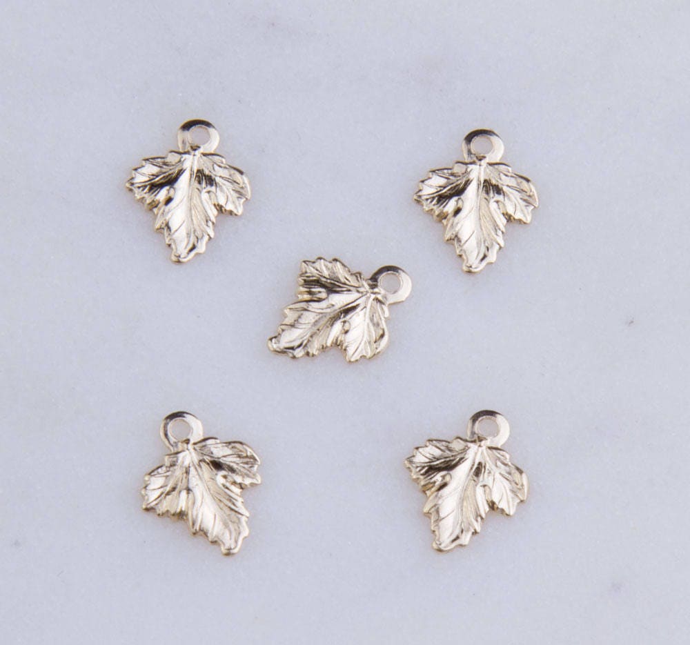 10pcs-tiny Leaf Charms in Sterling Silver, Gold Filled, Charms for ...