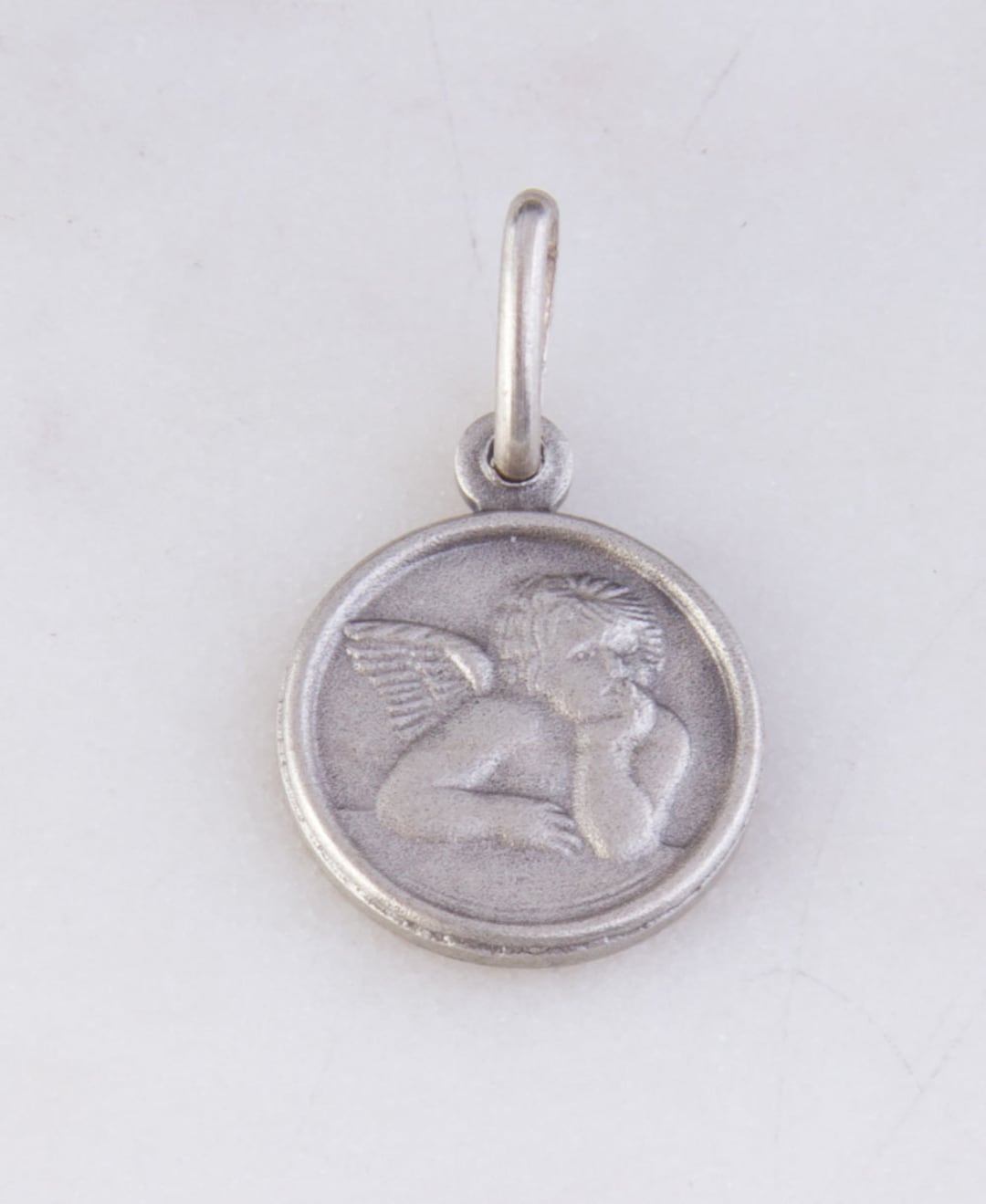 Set of 3 Small Round Cherub Angel Charm in Oxidized Sterling - Etsy