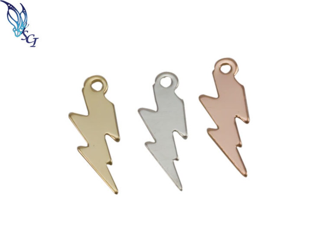 10pcs-tiny Lightning Bolt Charm in Sterling Silver, Gold Filled, Rose ...