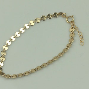 14k Gold Filled Round Disc Bracelet, Dainty Bracelet, Tiny, Delicate ...