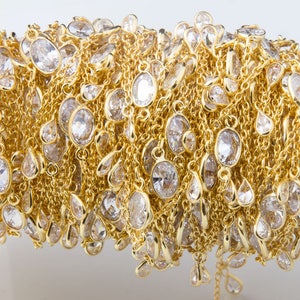 Stone Teardrop CZ Chain by Foot, Chain by Foot, CZ Teardrop Shaker ...