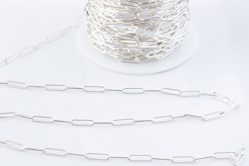 Medium Paperclip Rectangle Cable Chains by Foot in 14K Gold - Etsy