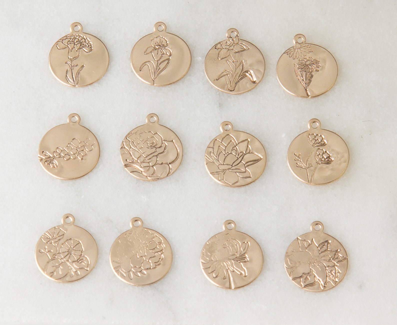 Birth Month Flower Charms in Gold Filled Garden Flower - Etsy
